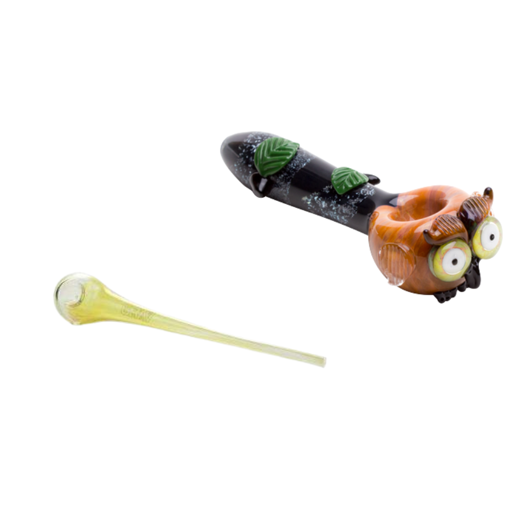 Empire Glassworks 4" Spoon Pipe - Owl + 10" Gandalf Pipe (Bundle Pack ...