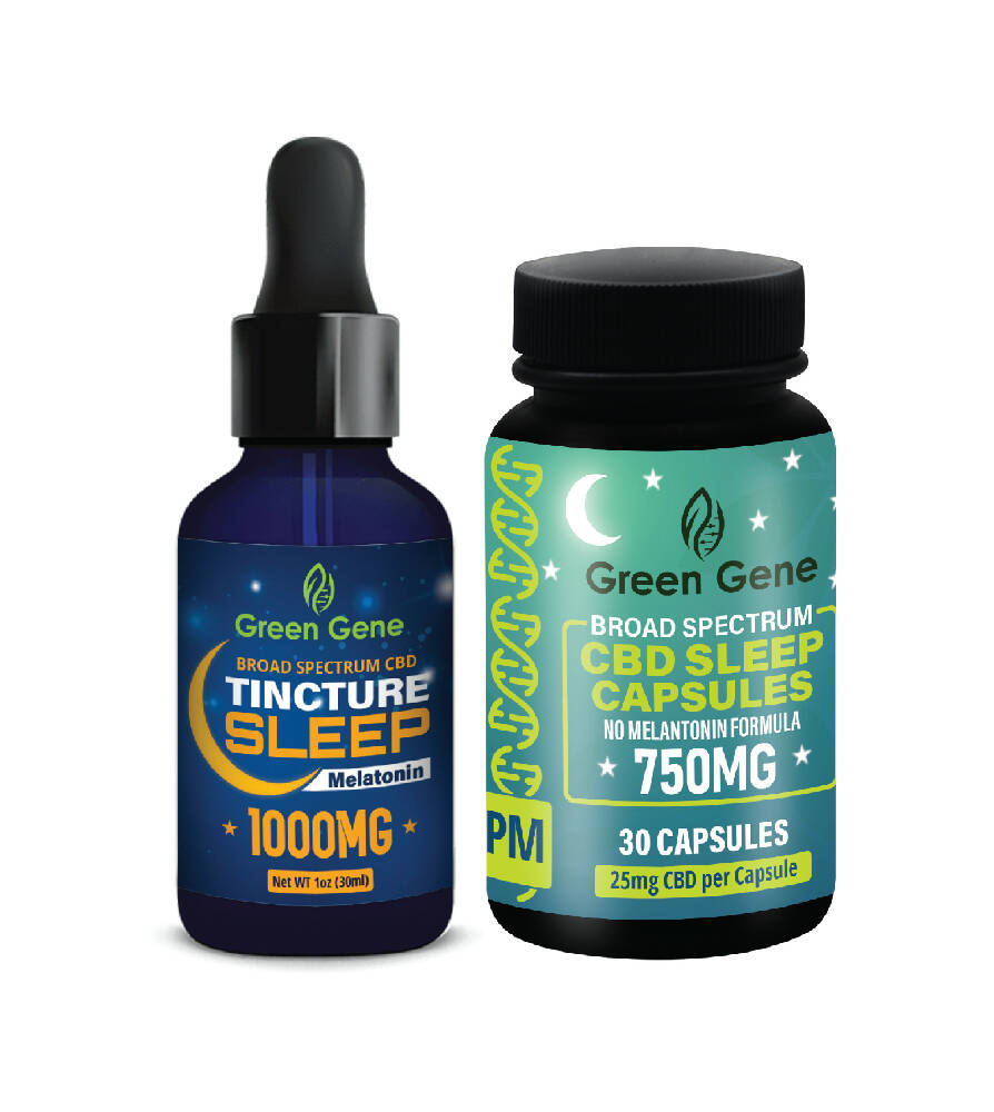CBD Night Time Duo - Melatonin Sleep Tincture 1000MG & 750MG PM Capsul ...