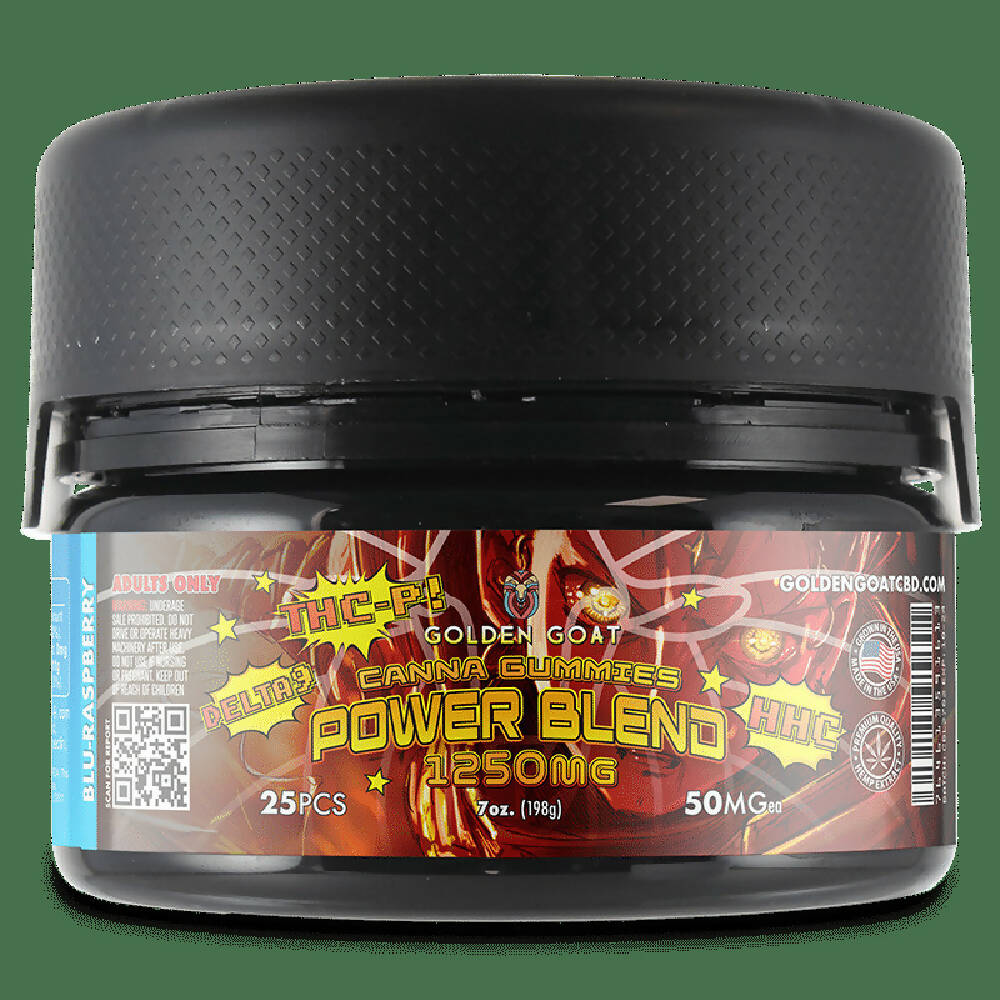 Power Blend Canna Gummies – 1250mg – Blue Raspberry Rings – DopeBoo